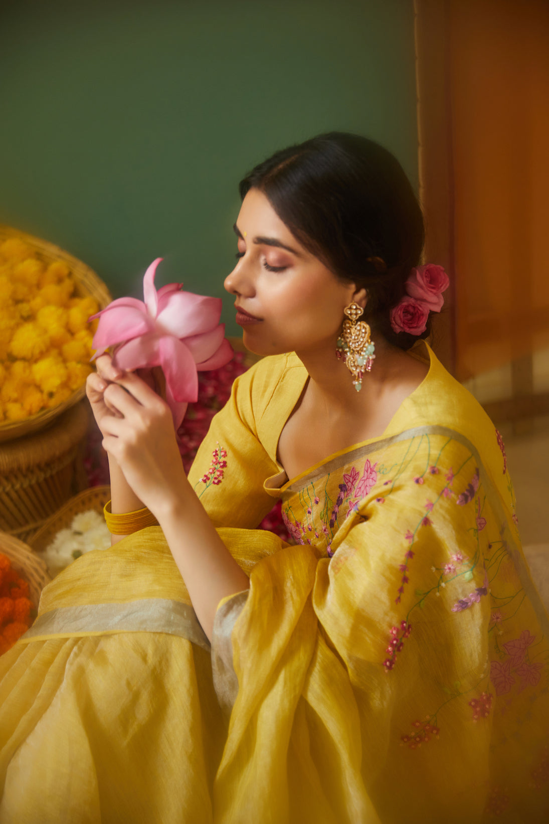 Amal Zari Linen Sari