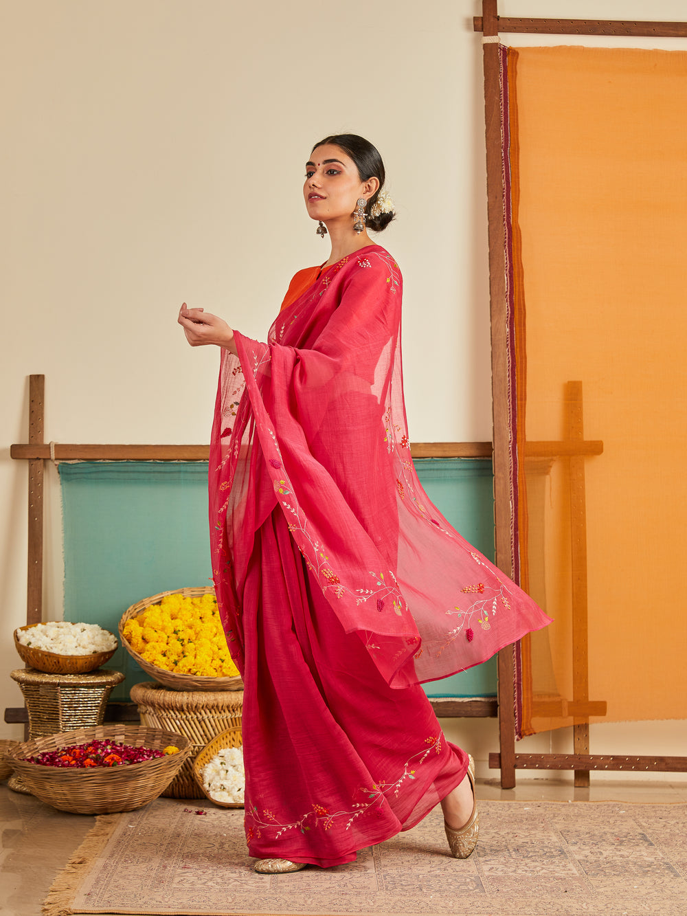 Dahlia Chanderi Sari